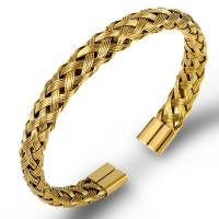 China Wholesale of European and American Fried Dough Twists Braided Steel Wire 8mm Men's Simple Stainless Steel Bracelet Bg2165 for sale