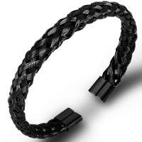 China Wholesale of European and American Fried Dough Twists Braided Steel Wire 8mm Men's Simple Stainless Steel Bracelet Bg2165 for sale