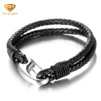 China Titanium Steel Bracelets Hand Woven Leather Rope Bracelets Personalized Trendy Jewelry Wolesale Blfp91 for sale