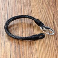 China Titanium Steel Bracelets Hand Woven Leather Rope Bracelets Personalized Trendy Jewelry Wolesale Blfp91 for sale
