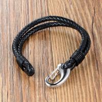China Titanium Steel Bracelets Hand Woven Leather Rope Bracelets Personalized Trendy Jewelry Wolesale Blfp91 for sale