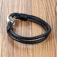 China Titanium Steel Bracelets Hand Woven Leather Rope Bracelets Personalized Trendy Jewelry Wolesale Blfp91 for sale