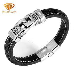 China Manufacturer's Direct Wholesale of Popular Men's Titanium Steel Bracelets, Black Woven Leather Rope Bracelets Blfp010s for sale