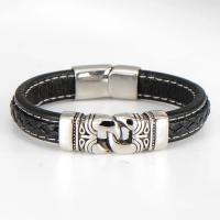 China Manufacturer's Direct Wholesale of Popular Men's Titanium Steel Bracelets, Black Woven Leather Rope Bracelets Blfp010s for sale