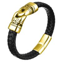 China Manufacturer's Direct Wholesale of Popular Men's Titanium Steel Bracelets, Black Woven Leather Rope Bracelets Blfp010s for sale