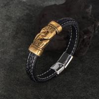 China Manufacturer's Direct Wholesale of Popular Men's Titanium Steel Bracelets, Black Woven Leather Rope Bracelets Blfp010s for sale