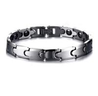 China Fashion Accessories Couple Tungsten Steel Men's and Women's Red Iron Health Energy Magnetic Bracelet Tub-001 for sale