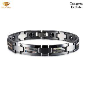 China Tungsten Carbide Magnetic Wristband Men's Scratch Resistant Cross Shell Energy Bracelet Tub-010 for sale