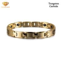 China Magnetic Therapy Tungsten Steel Bracelet with Black Gallstones at The Bottom, Scratch Resistant Men's Bracelet Tub-012c for sale