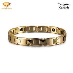 China Magnetic Therapy Tungsten Steel Bracelet with Black Gallstones at The Bottom, Scratch Resistant Men's Bracelet Tub-012c for sale