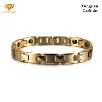 China Magnetic Therapy Tungsten Steel Bracelet with Black Gallstones at The Bottom, Scratch Resistant Men's Bracelet Tub-012c for sale
