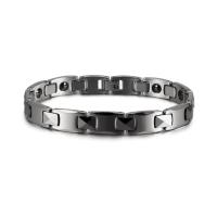 China Magnetic Therapy Tungsten Steel Bracelet with Black Gallstones at The Bottom, Scratch Resistant Men's Bracelet Tub-012c for sale