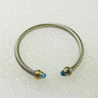 China DIY Titanium Steel Bangle Women's Two Tone 18K Gold Electroplated Stainless Steel Wire Rope Bracelet Simple Diamond Open Bracelet Bg0170 for sale