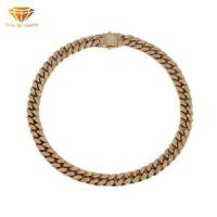 China New Popular Stainless Steel Bracelet Full Diamond IP Gold Cuban Chain Men's Fashion Trend Necklace for sale