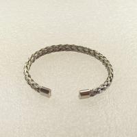 China Stainless Steel Braided Steel Wire Open Bracelet Woven Mesh Bracelet Bangle Titanium Steel Jewelry Bg2165 for sale