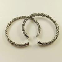China Stainless Steel Braided Steel Wire Open Bracelet Woven Mesh Bracelet Bangle Titanium Steel Jewelry Bg2165 for sale