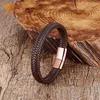 China Stainless Steel Leather Bracelet Simple Leather Bracelet Men's Cowhide Jewelry Bhfp002 for sale