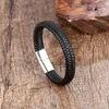 China Stainless Steel Leather Bracelet Simple Leather Bracelet Men's Cowhide Jewelry Bhfp002 for sale