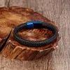 China Stainless Steel Leather Bracelet Simple Leather Bracelet Men's Cowhide Jewelry Bhfp002 for sale