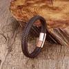 China Stainless Steel Leather Bracelet Simple Leather Bracelet Men's Cowhide Jewelry Bhfp002 for sale