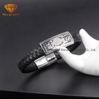 China Leather Handmade Bracelet Leather Woven Men's Leather Bracelet Vintage Stainless Steel Leather Rope Bl2923 for sale