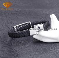 China Leather Handmade Bracelet Leather Woven Men's Leather Bracelet Vintage Stainless Steel Leather Rope Bl2923 for sale