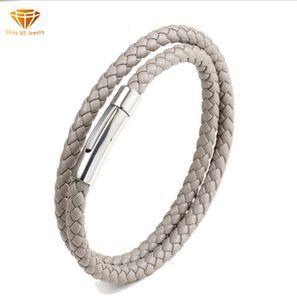 China Manufacturers Wholesale Custom New Stainless Steel Leather Bracelet Double Circle Leather Bl2920 for sale