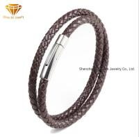 China Manufacturers Wholesale Custom New Stainless Steel Leather Bracelet Double Circle Leather Bl2920 for sale
