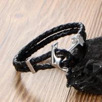 China European and American Jewelry Leather Rope Woven Ship Anchor Bracelet Stainless Steel Bracelet Blfp110 for sale