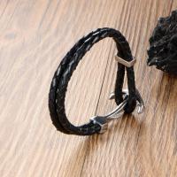 China European and American Jewelry Leather Rope Woven Ship Anchor Bracelet Stainless Steel Bracelet Blfp110 for sale