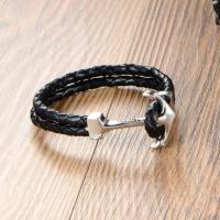 China European and American Jewelry Leather Rope Woven Ship Anchor Bracelet Stainless Steel Bracelet Blfp110 for sale