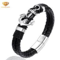 China European and American Vintage Ship Anchor Bracelet Fashion Ship Anchor Weaving Leather Rope Bracelet Bracelet Blfp136 for sale