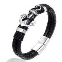 China European and American Vintage Ship Anchor Bracelet Fashion Ship Anchor Weaving Leather Rope Bracelet Bracelet Blfp136 for sale