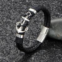 China European and American Vintage Ship Anchor Bracelet Fashion Ship Anchor Weaving Leather Rope Bracelet Bracelet Blfp136 for sale