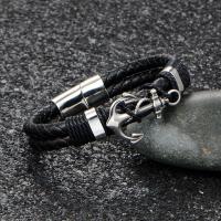 China European and American Vintage Ship Anchor Bracelet Fashion Ship Anchor Weaving Leather Rope Bracelet Bracelet Blfp136 for sale