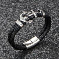 China European and American Vintage Ship Anchor Bracelet Fashion Ship Anchor Weaving Leather Rope Bracelet Bracelet Blfp136 for sale