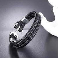 China Men's Stainless Steel Ship Anchor Bracelet Multi Layer Leather Bracelet Couple Bracelet Vintage Woven Leather Rope Bracelet Blfp283 for sale