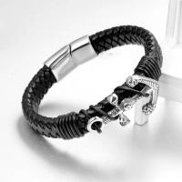 China Fashion Jewelry Woven Cowhide Bracelet Ship Anchor Bracelet Stainless Steel Men's Bracelet Blfp168 for sale