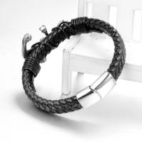 China Fashion Jewelry Woven Cowhide Bracelet Ship Anchor Bracelet Stainless Steel Men's Bracelet Blfp168 for sale