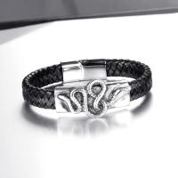 China Retro Cowhide Punk Handmade Leather Rope Woven Snake Shape Lock Leather Bracelet Blhfp223 for sale
