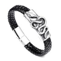 China Retro Cowhide Punk Handmade Leather Rope Woven Snake Shape Lock Leather Bracelet Blhfp223 for sale