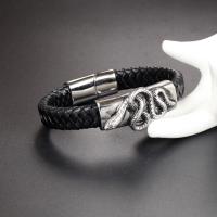 China Retro Cowhide Punk Handmade Leather Rope Woven Snake Shape Lock Leather Bracelet Blhfp223 for sale