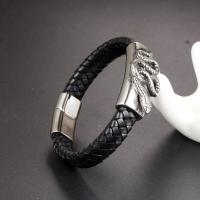 China Retro Cowhide Punk Handmade Leather Rope Woven Snake Shape Lock Leather Bracelet Blhfp223 for sale