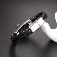 China Retro Cowhide Punk Handmade Leather Rope Woven Snake Shape Lock Leather Bracelet Blhfp223 for sale