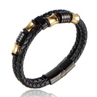 China Factory Direct Sales Fashion Jewelry Vintage Real Black Leather Bracelet for Men Bl2848 for sale