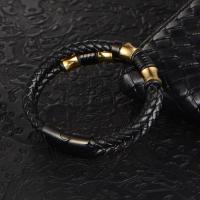 China Factory Direct Sales Fashion Jewelry Vintage Real Black Leather Bracelet for Men Bl2848 for sale