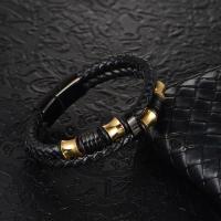 China Factory Direct Sales Fashion Jewelry Vintage Real Black Leather Bracelet for Men Bl2848 for sale