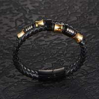 China Factory Direct Sales Fashion Jewelry Vintage Real Black Leather Bracelet for Men Bl2848 for sale