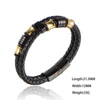 China Factory Direct Sales Fashion Jewelry Vintage Real Black Leather Bracelet for Men Bl2848 for sale