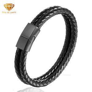 China Personalized Design European and American Men's Stainless Steel Bracelet Knitting Bracelet Lovers Hand Jewelry Wholesale Leather Bracelet Blfp257 for sale